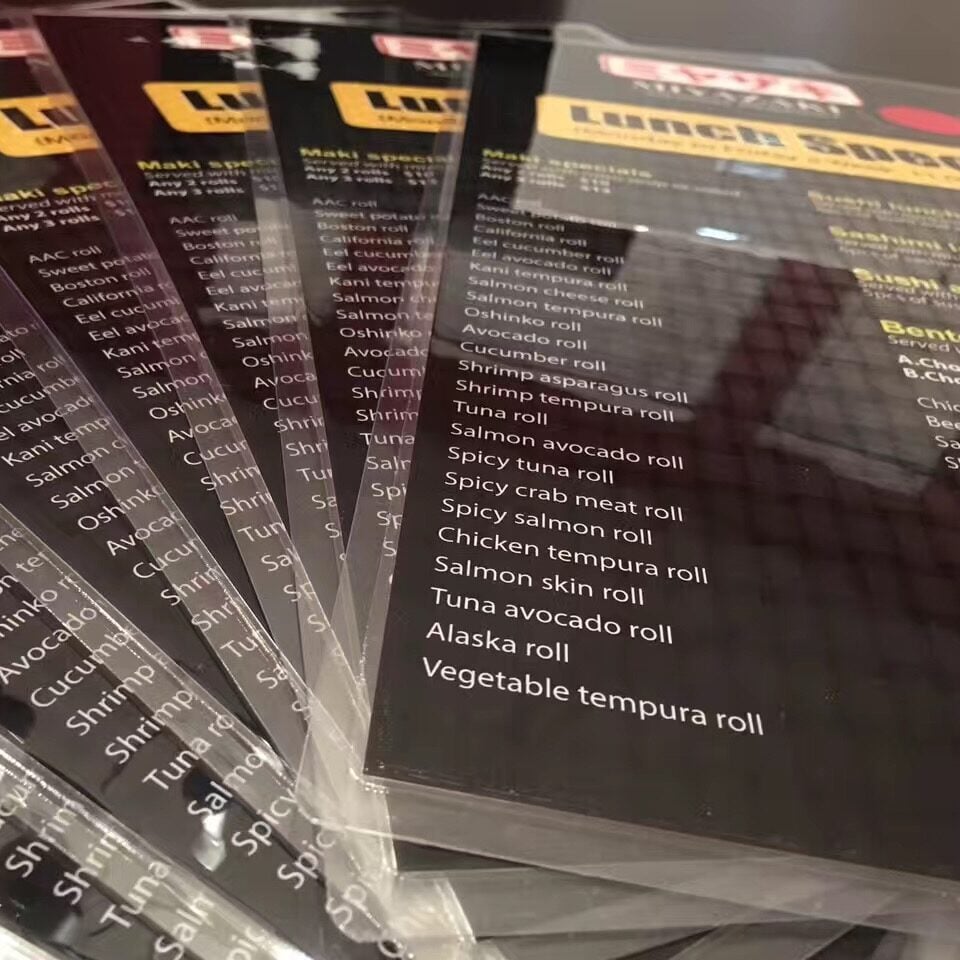 Laminated Restaurant Menus - HerePrint
